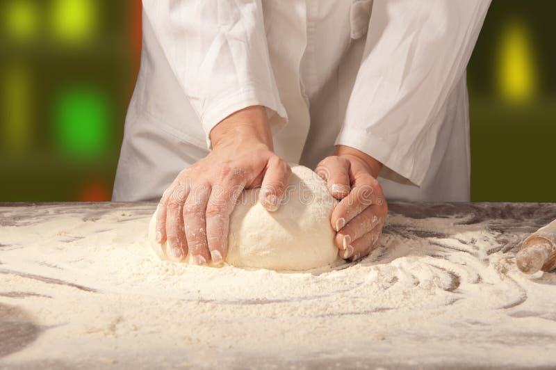 Kneading Bread in Baker S Hand Stock Photo - Image of floury, crust ...