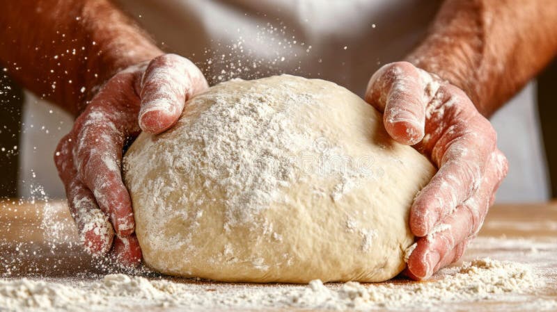 Hands Kneading Dough Flour Baking Bread Preparation Stock Illustration ...