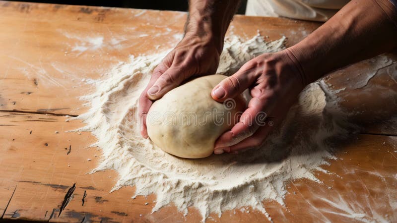 Hands Kneading Dough on a Floured Surface Stock Video - Video of bread ...