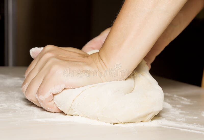 Kneading Bread in Baker S Hand Stock Photo - Image of floury, crust ...