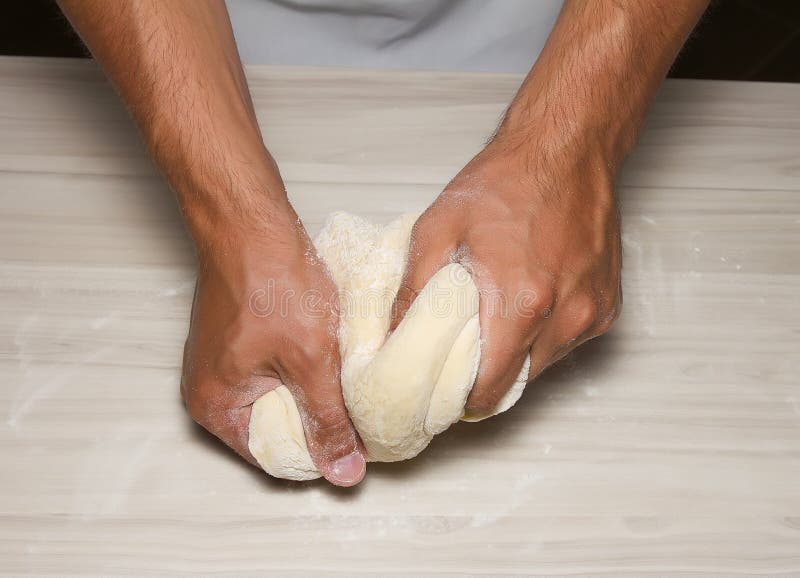 Kneading Bread in Baker S Hand Stock Photo - Image of floury, crust ...