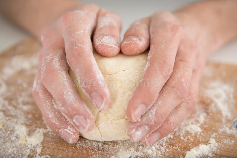 Hands Kneading and Shaping Dough Stock Image - Image of arms, baker ...