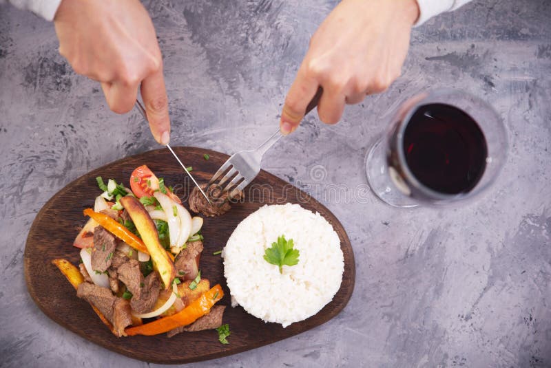 Peruvian Dish Known by the Name of Lomo Saltado Stock Image - Image of ...