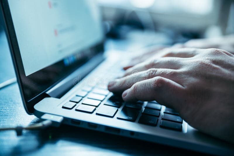 Hands close up on laptop stock photo. Image of keypad - 101291010