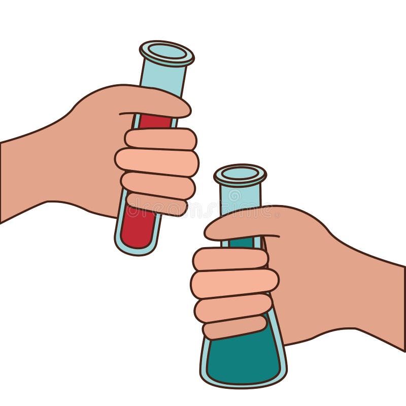 Hands with Laboratory Instruments in White Background Stock Vector ...