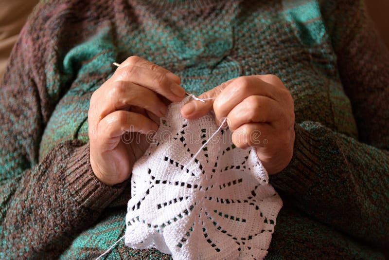 Hands of a Lady Doing Crochet Stock Photo - Image of lady, white: 205966230