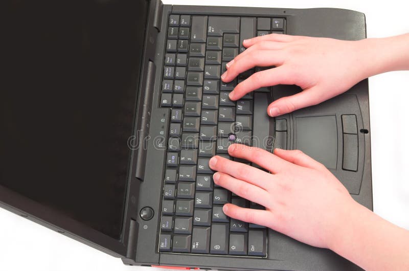 Hands on the laptop stock image. Image of data, work, information - 682463