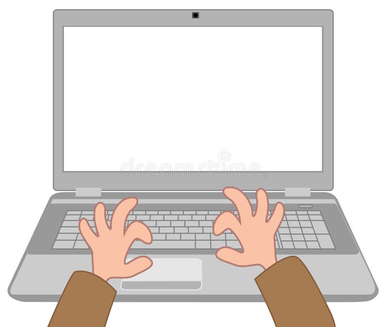 Hands on the laptop stock illustration. Illustration of keyboard - 78205876