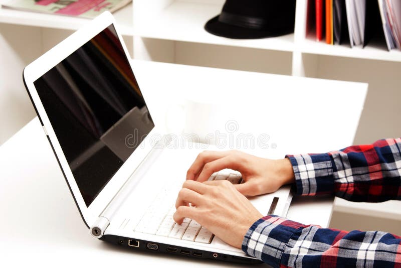 Hands on laptop computer stock photo. Image of computer - 81730102