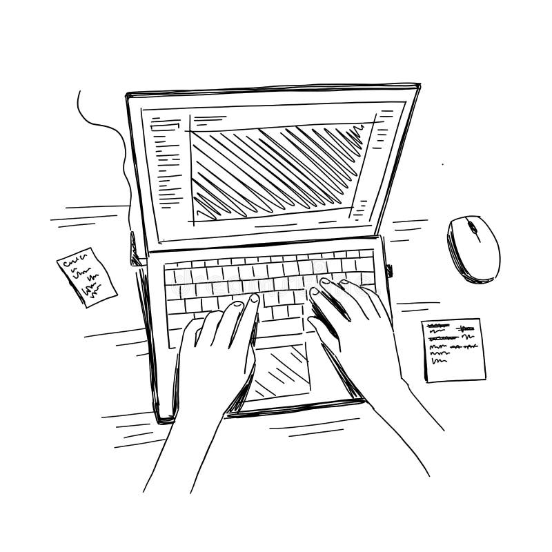 Hands and Laptop. Keyboard Typing. Side View. View from Above. Work on ... Hands and Laptop. Keyboard Typing. Side View. View from Above. Work on ...