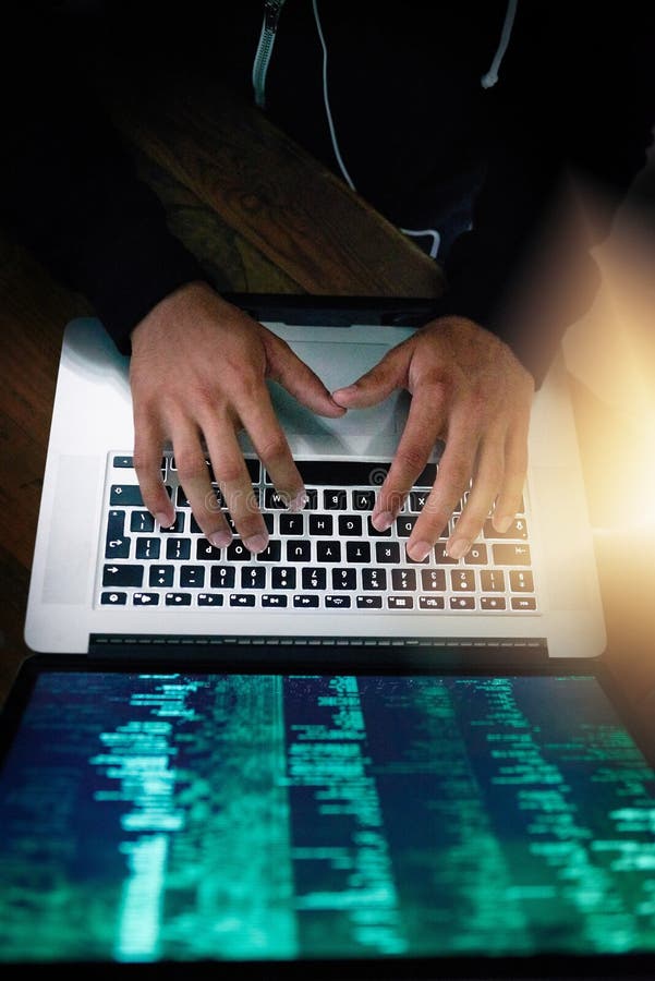 Hands Laptop And Overhead With A Man Programmer Coding While Typing On A Keyboard For Software
