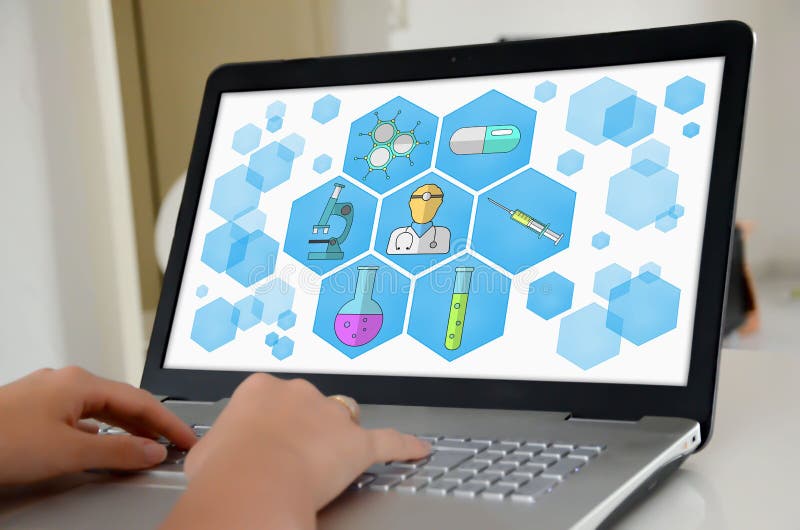 Medical Research Concept on a Laptop Screen Stock Photo - Image of test ...