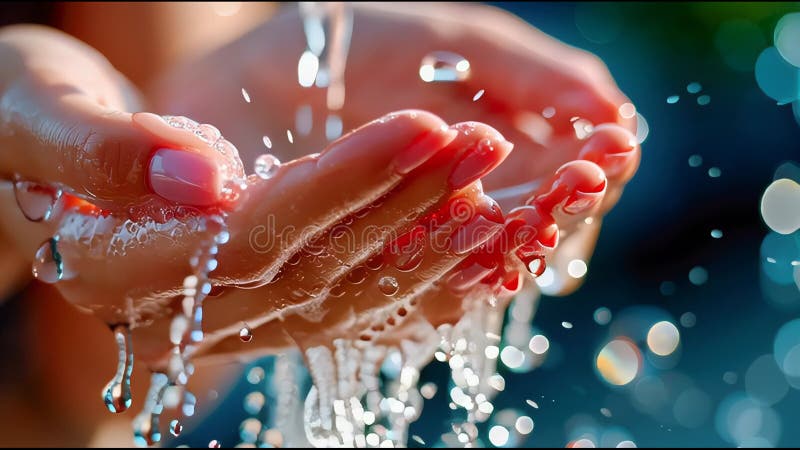 Hands Lathered in Soap Bubbles Under Running Water, Emphasizing Hygiene ...