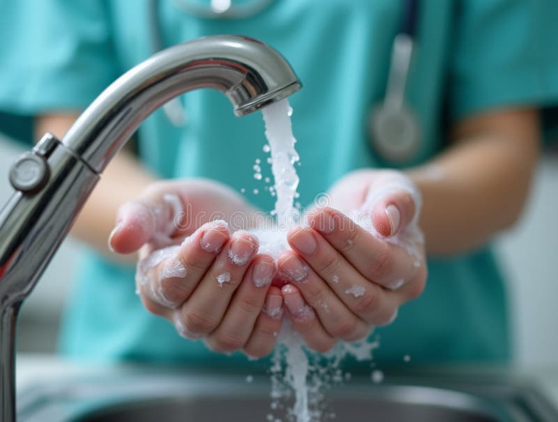 Hands are Lathered in Soap, Preparing for a Clean and Safe Environment ...