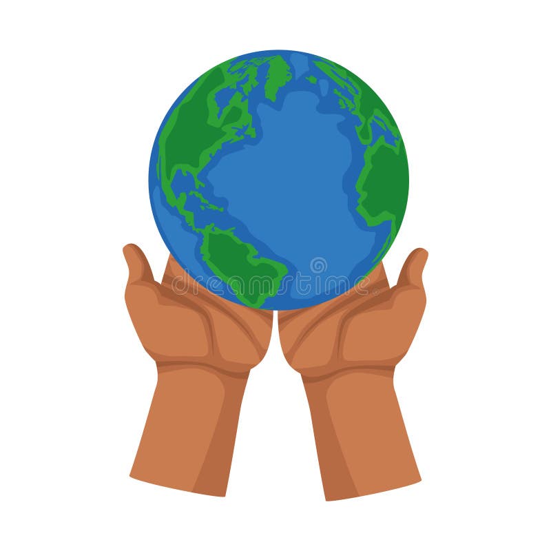 Hands lifting planet earth stock vector. Illustration of ocean - 259136226