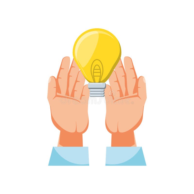 Hands and a Light Bulb Multi Color Icon. Simple Thin Line, Outline ...