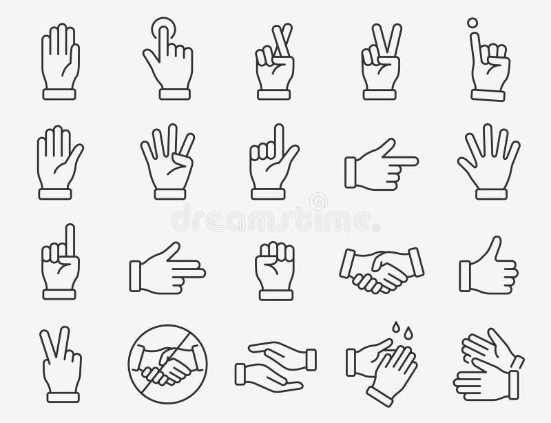 Hands Line Icons Set. Editable Stroke Stock Illustration - Illustration ...