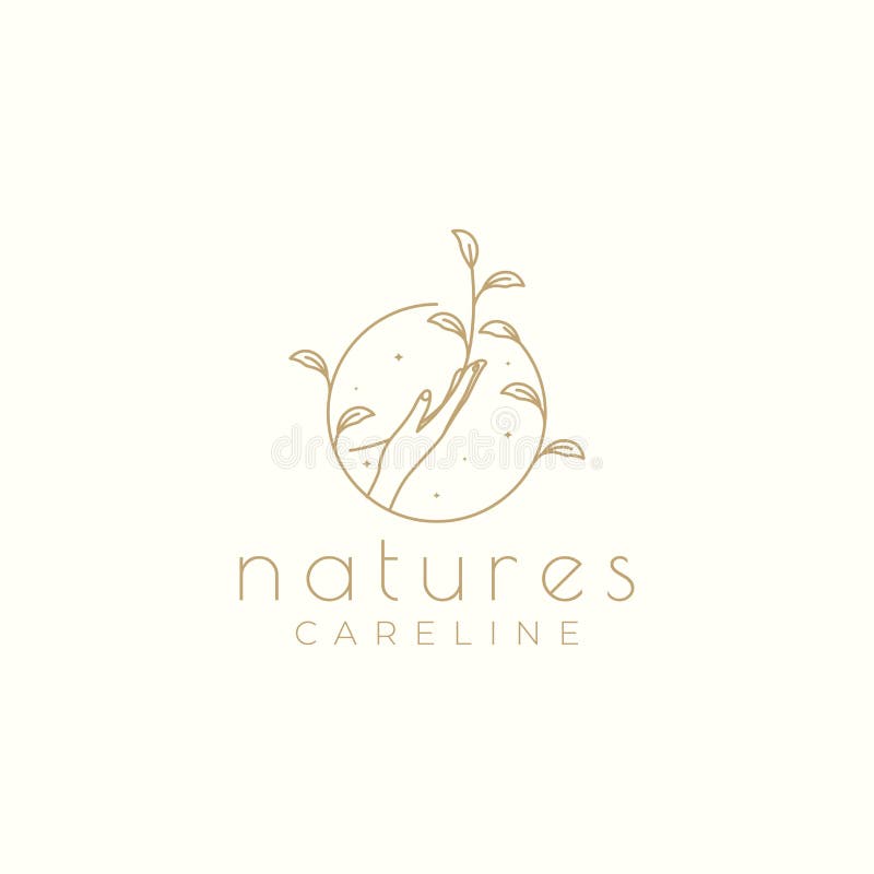 Hands Line with Vines Leaf Logo Stock Vector - Illustration of ...