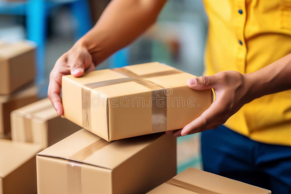 The Hands of the Loader Shift the Boxes, the Concept of Cargo ...