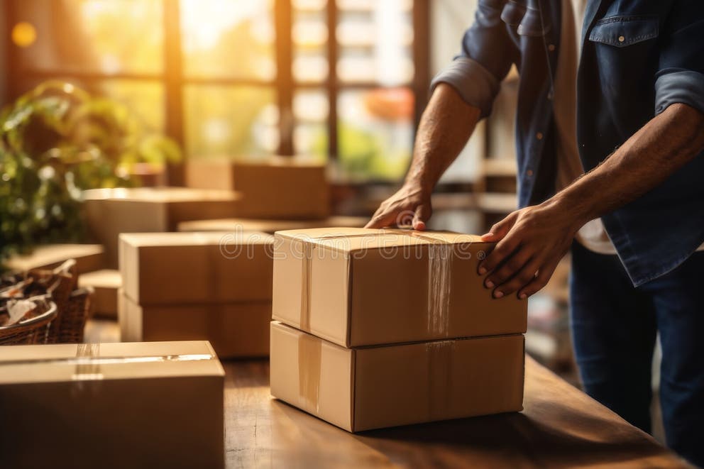 The Hands of the Loader Shift the Boxes, the Concept of Cargo ...