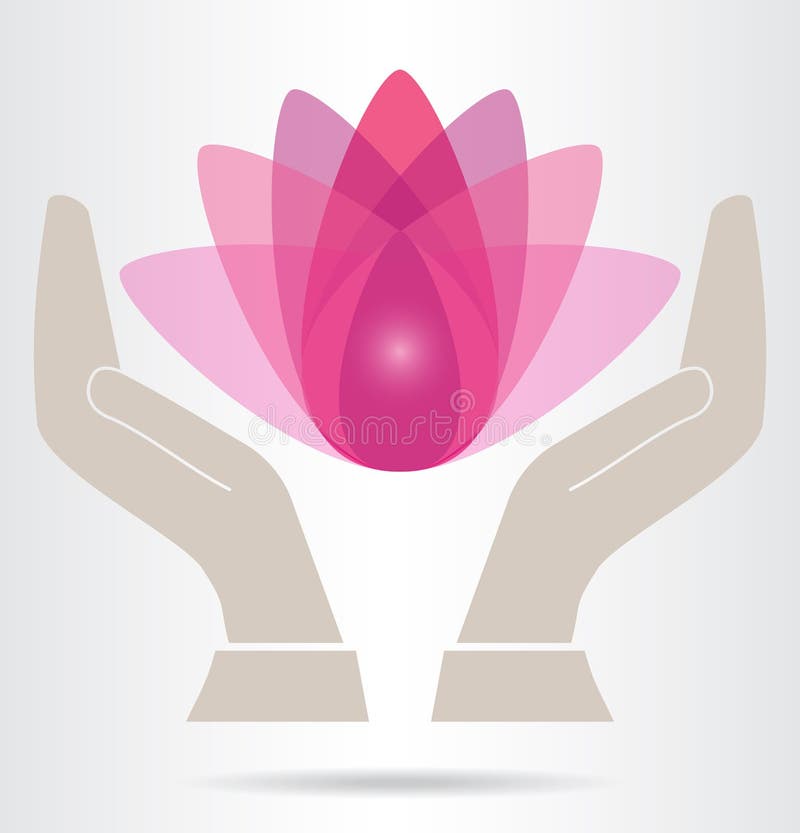 Hands and Lotus Flower Icon Stock Vector - Illustration of plant ...