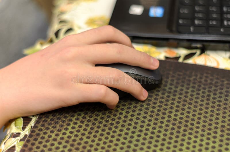 Hands Lying on a Computer Keyboard and Mouse Stock Photo - Image of ...