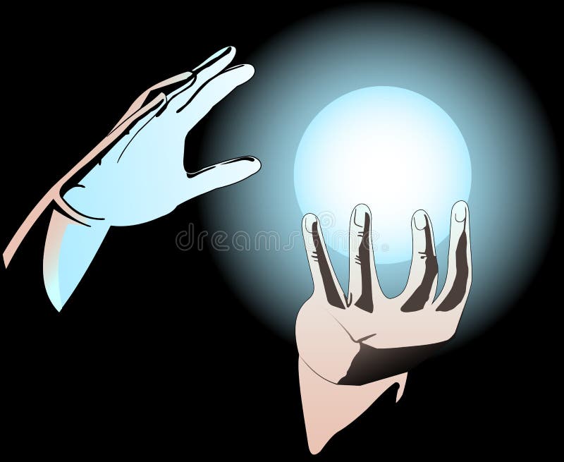 Hands and magic sphere stock vector. Illustration of answer - 24076720