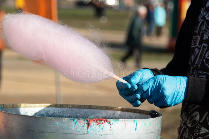 Hands Make Candy Floss in the Park Stock Photo - Image of candy, pink ...