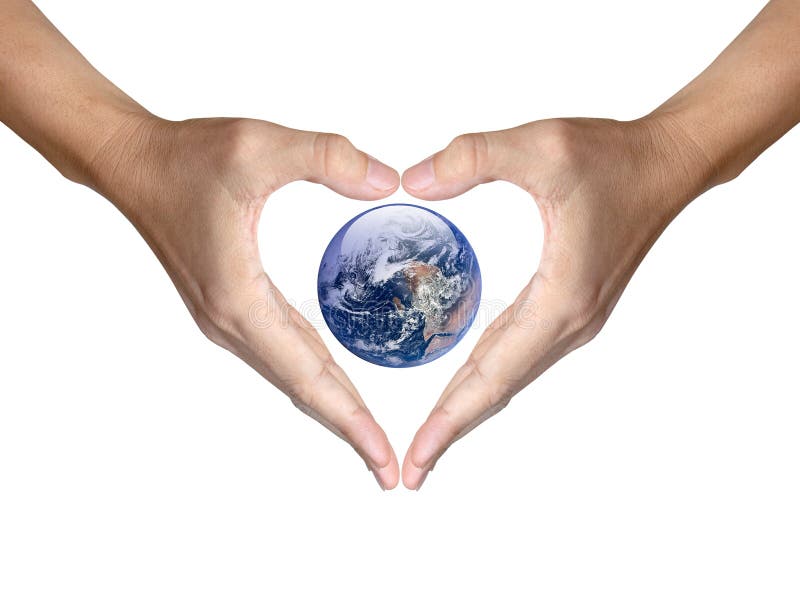 Heart Shaped World in Young Womans Hands Stock Image - Image of planet ...