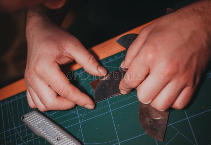Hands Make Marks on the Leather Under the Belt Stock Image - Image of ...
