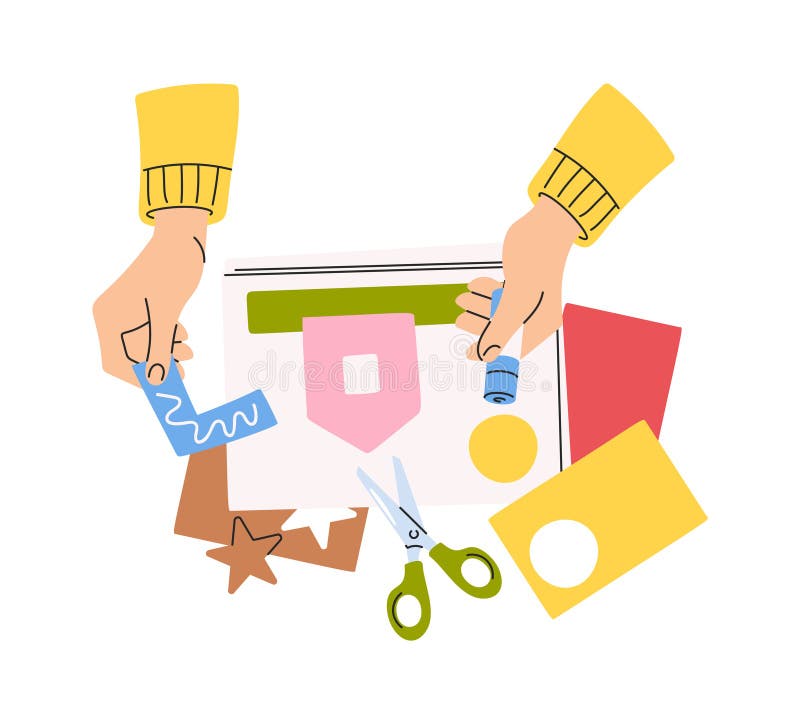 Hands Making Applique Art Work Stock Vector - Illustration of hand ...
