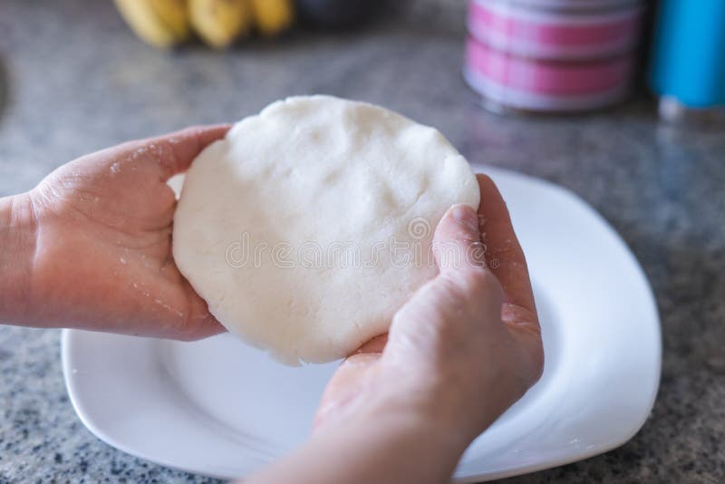Hands Making Arepas in the Kitchen. Latin Food Stock Image - Image of ...