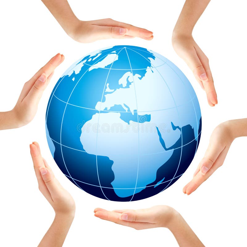 Hands Making A Circle With Blue Earth Stock Image - Image: 18406761