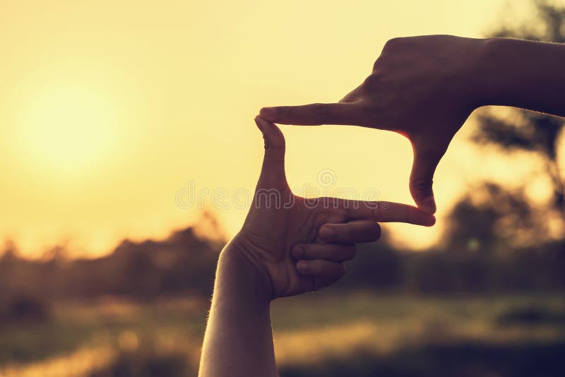 Hands Making Framing View Distant Stock Image - Image of imagination ...