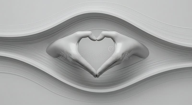 Hands Making Heart Shape Over Abstract Wavy Background Stock ...