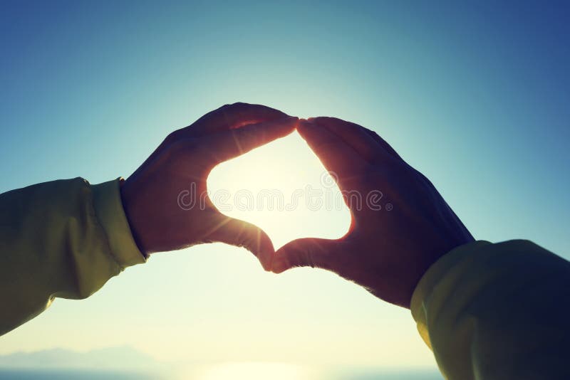 Hands Making Heart Shaped Sign Stock Image - Image of bright, coast ...