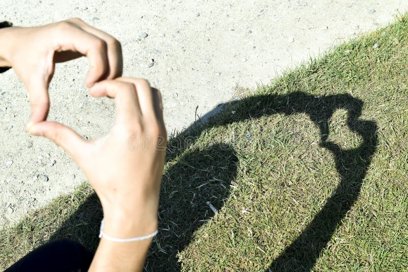 Hands Making Heart Symbol Shadow Stock Image - Image of making ...