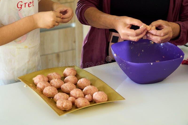 Hands Making Meatballs in a Kitchen Stock Image - Image of culinary ...