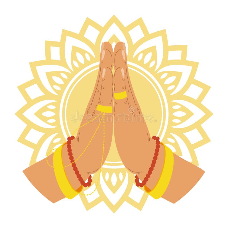 Hands Making Namaste Greeting Stock Illustration - Illustration of ...