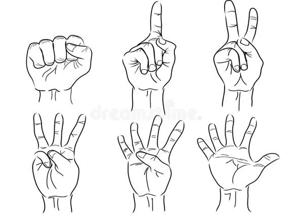 Hands Making the Numbers - 0 To 5 - Vector Stock Vector - Illustration ...