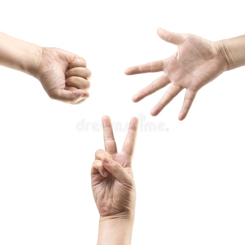 Hands Making: Rock, Paper, Scissors Stock Image - Image of paper ...