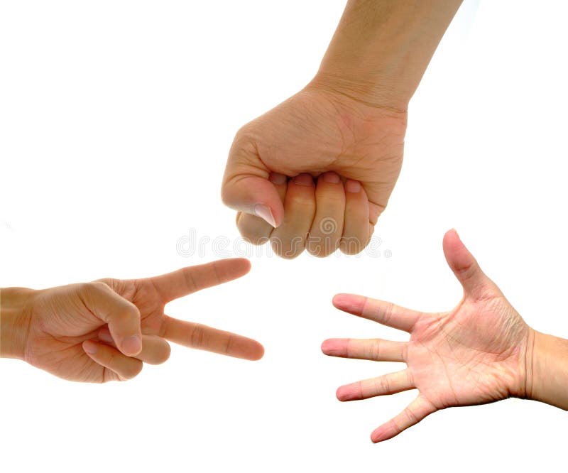 Hands Making: Rock, Paper, Scissors Stock Photo - Image of girl, decide ...