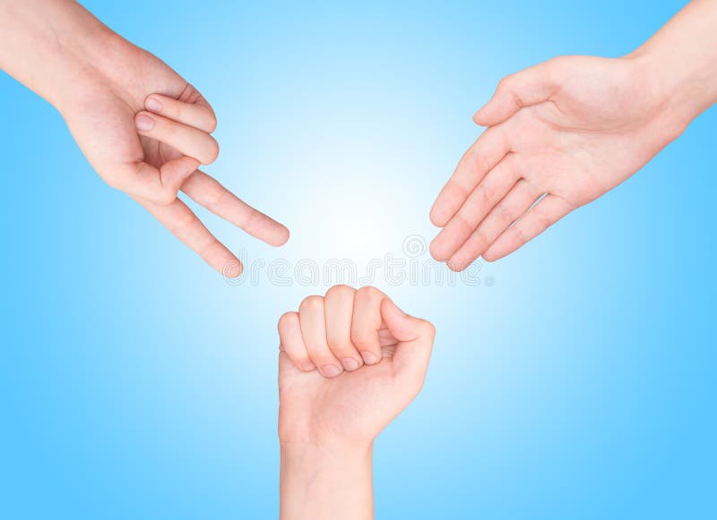 Hands Making Sign As Rock Paper and Scissors Stock Image - Image of ...
