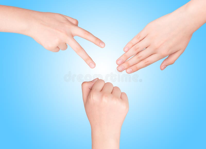 Hands Making Sign As Rock Paper and Scissors Stock Image - Image of ...