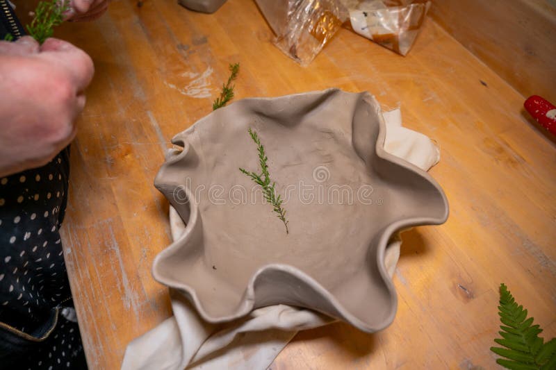 Hands Making Things with Rolled Clay in Studio Stock Image - Image of ...