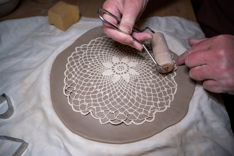 Hands Making Things with Rolled Clay in Studio Stock Image - Image of ...