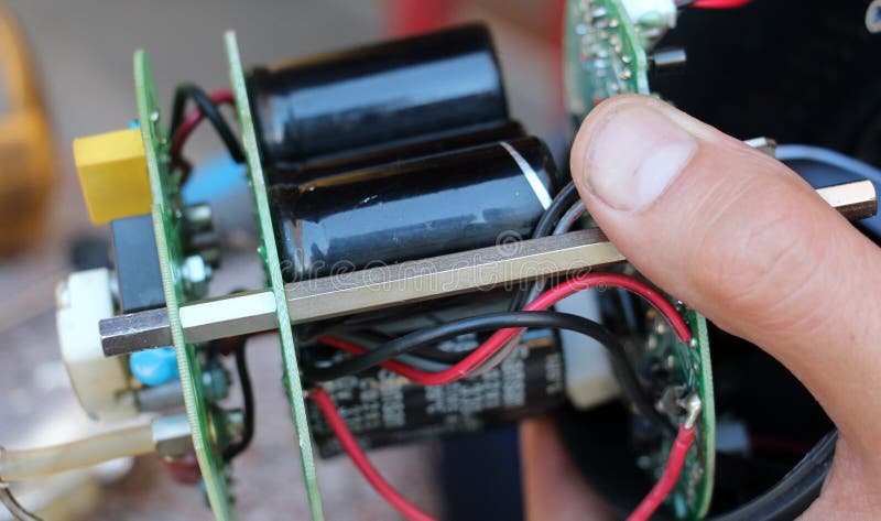 Hands of Male Fixing Electronic Device Stock Photo - Image of ...