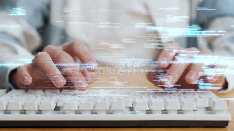 Hands of Male Person Typing Program Code on Computer Keyboard on Work Table Stock Video - Video ...