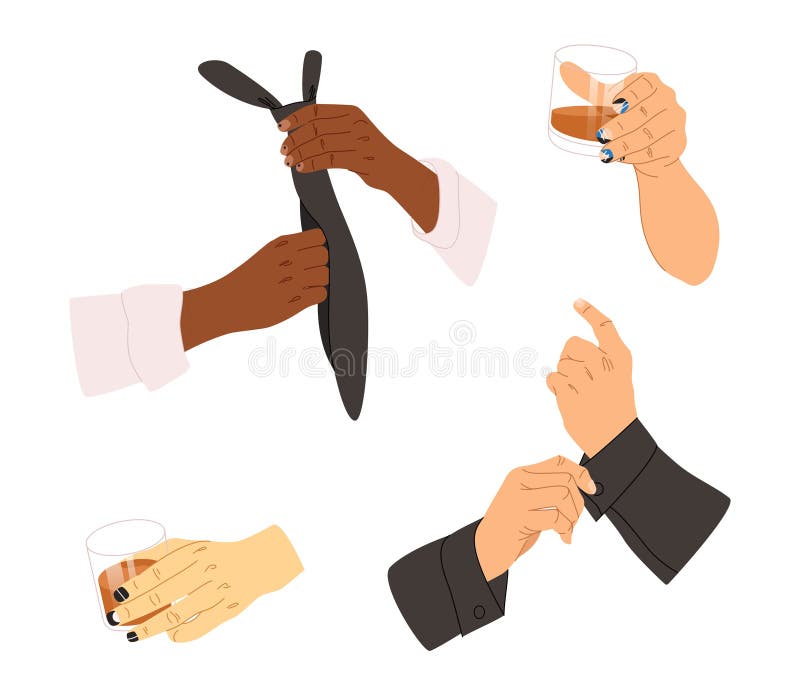 Set of ,male Hands with Painted Nails. Vector Illustration. Male ...