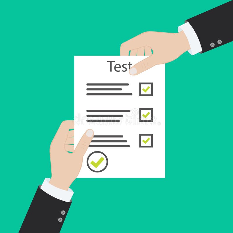 Hands of Man with Clock and Pencil, Concept Test at Time. Vector ...